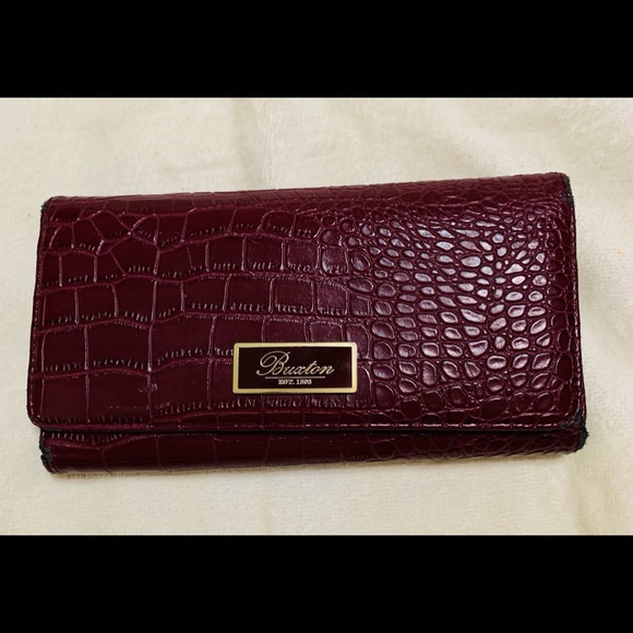 Buxton | Bags | Buxton Wallet Croc Purpleplum Womens | Poshmark